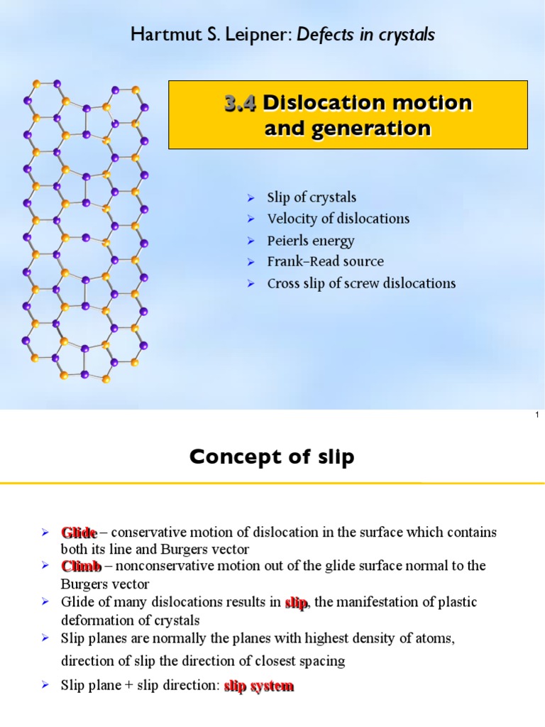 Defects VIII - Dislocation Motion and Generation | PDF | Dislocation ...