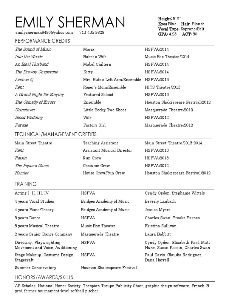 Emily Sherman Resume | PDF | Art | Poetry
