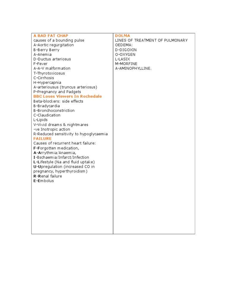 Causes of Bounding Pulse Mnemonic | PDF | Travel | Science & Mathematics
