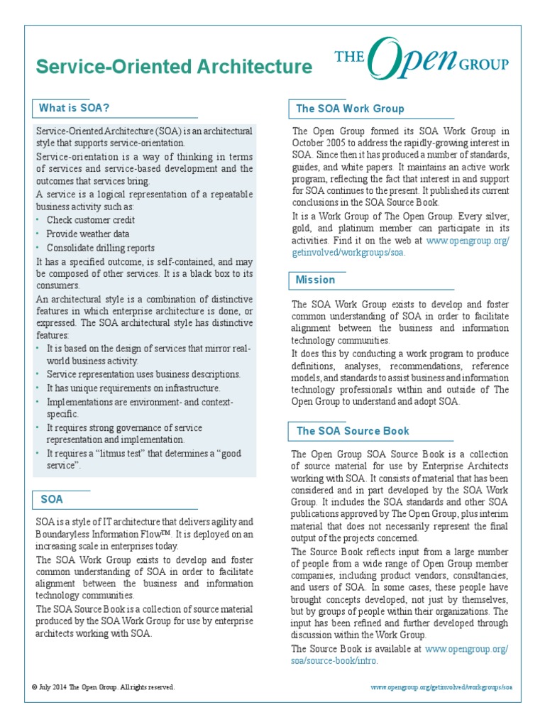 Service-Oriented Architecture: The SOA Work Group What Is SOA? | PDF | Service Oriented ...