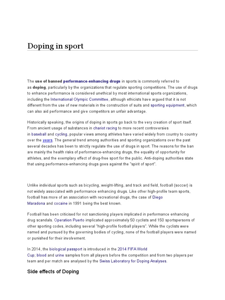 Doping in Sport: Side Effects of Doping | PDF | Doping In Sport ...