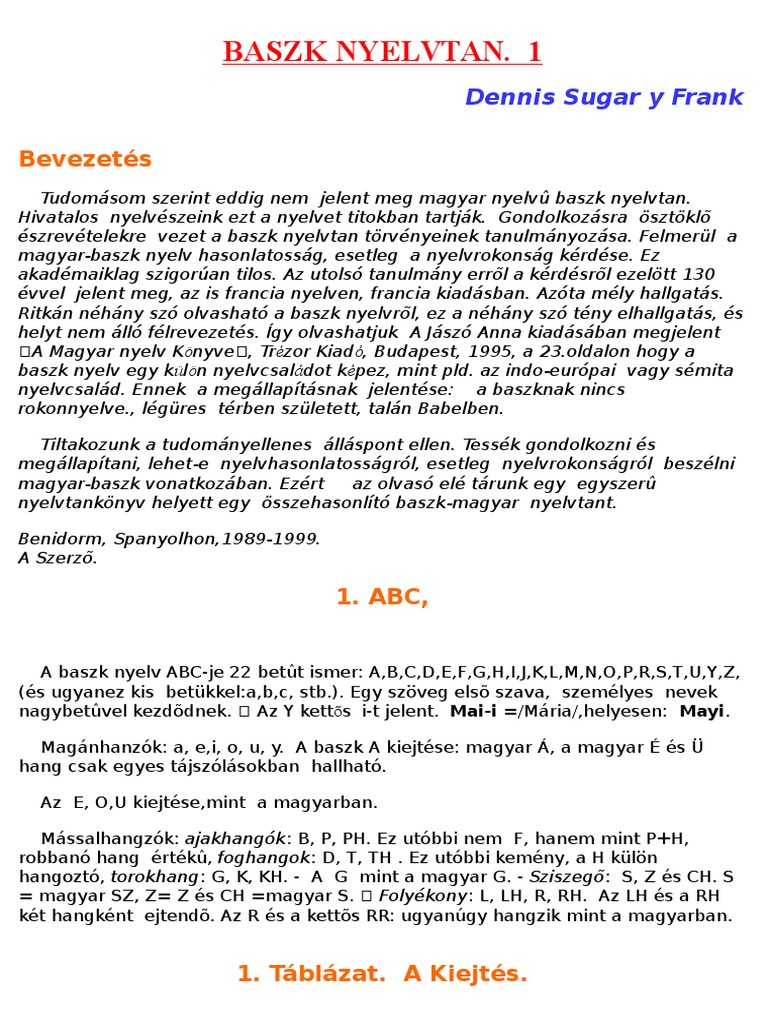 Baszk Nyelvtan | PDF
