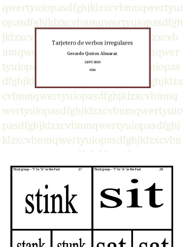 Tarjetero Verbos Irregulares | PDF