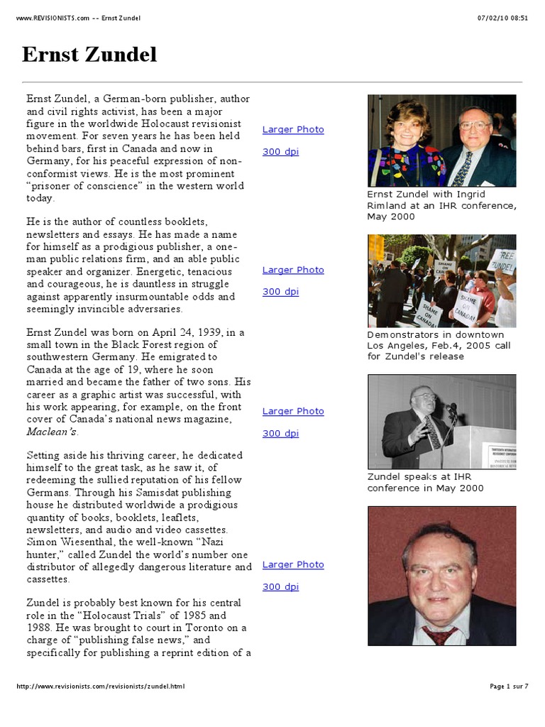 Ernst Zundel | PDF | The Holocaust | Public Sphere