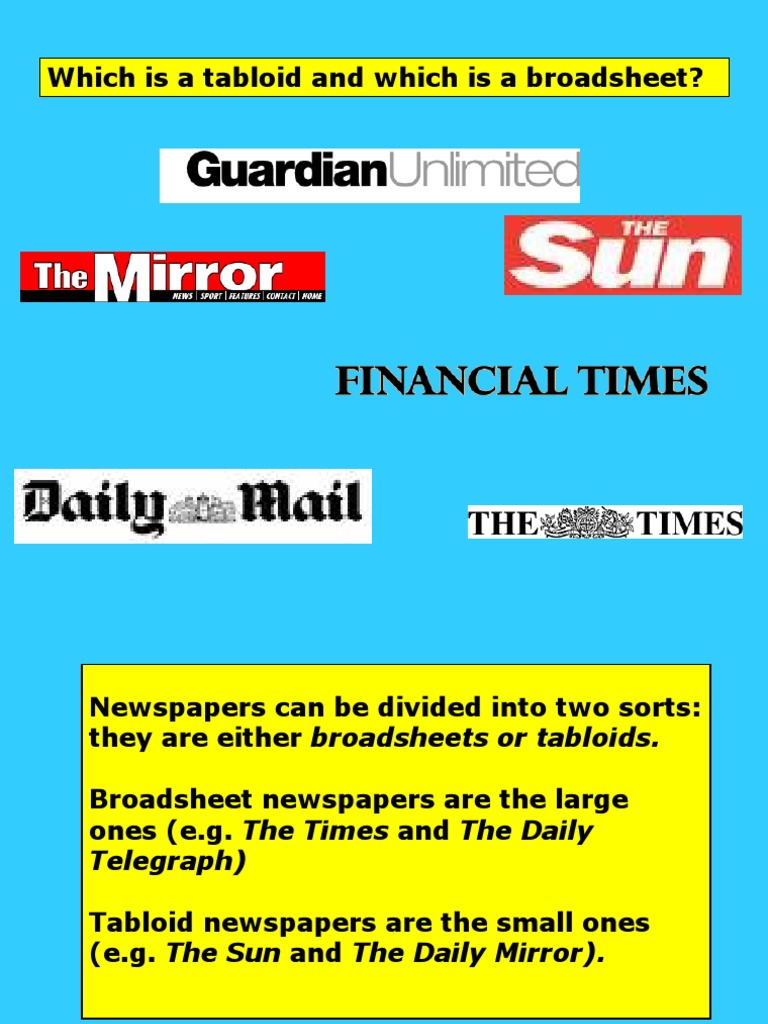 LESSON 2 Tabloid and Broadsheet | PDF | The Times | Newspapers