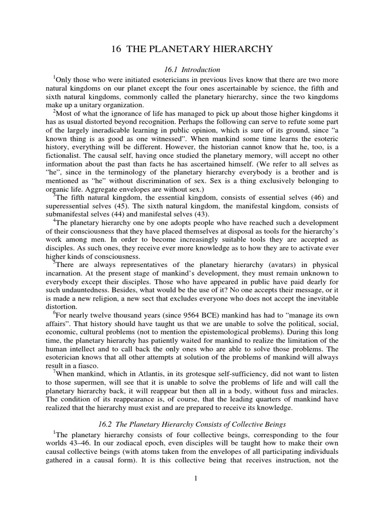 16 The Planetary Hierarchy | PDF | Human | Consciousness