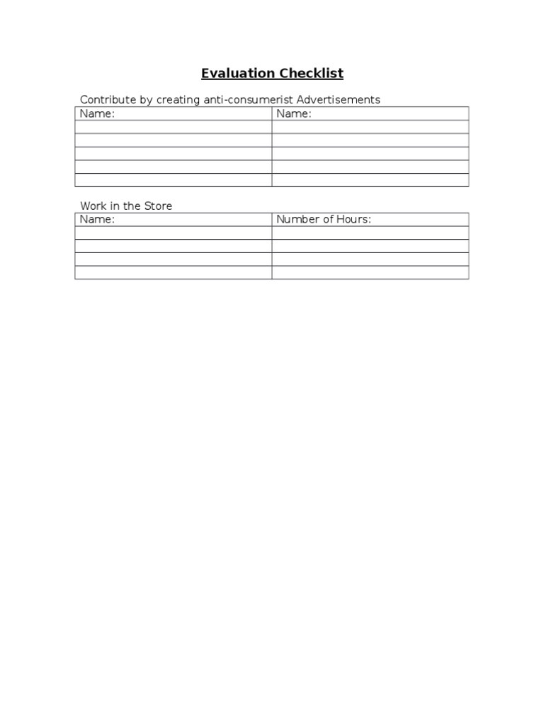 Evaluation Checklist | PDF | Career & Growth | Business