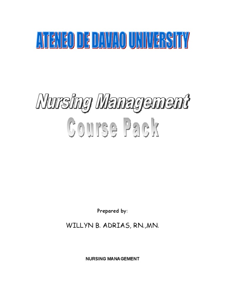 Nursing Management Course Pack | PDF | Goal | Nursing