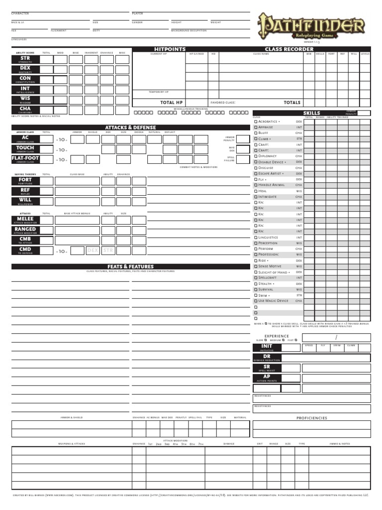 Pathfinder Character Portfolio | PDF | Gaming | Role Playing Games