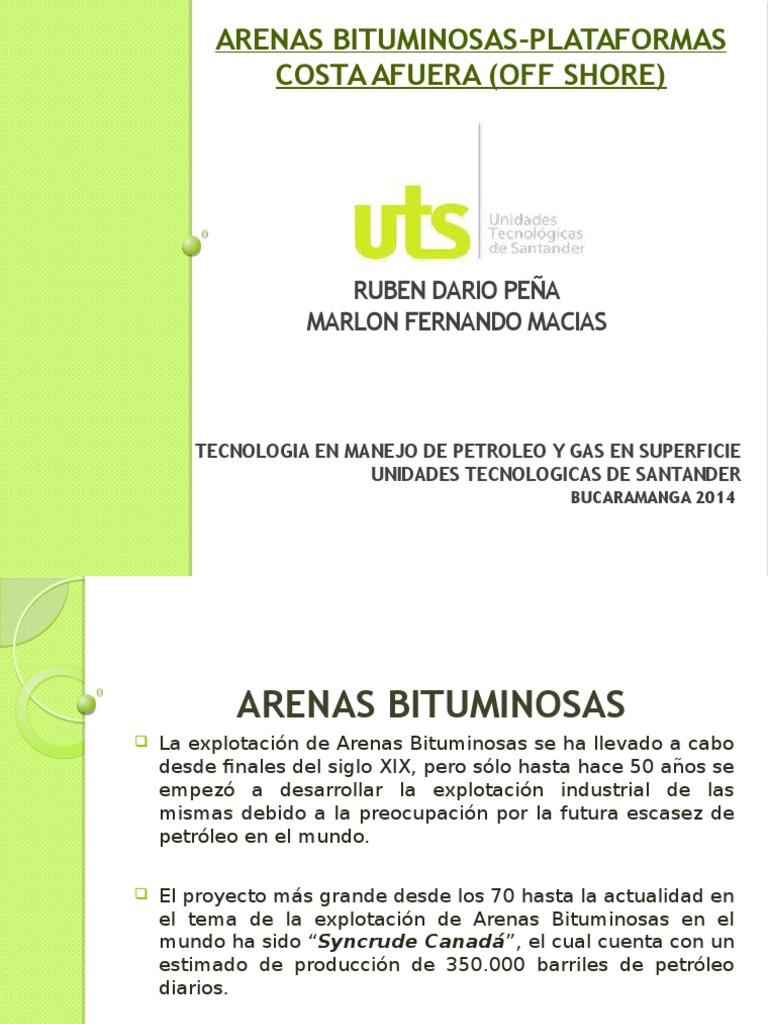 Arenas Bituminosas-Plataformas Costa Afuera (Offshore) | PDF | Arenas ...