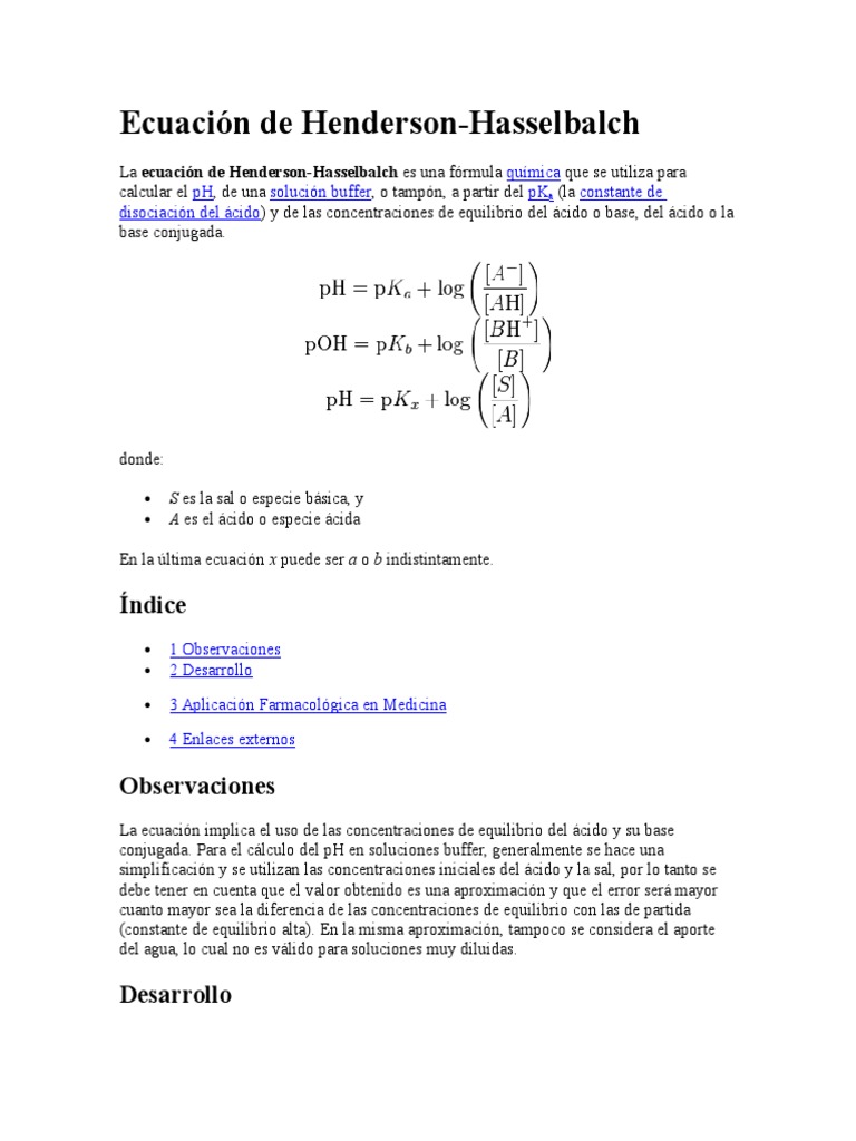 Ecuación de Henderson | Ph | Solución tampón