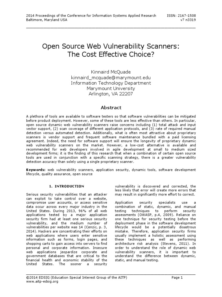 Open Source Web Vulnerability Scanners - The Cost Effective Choice ...