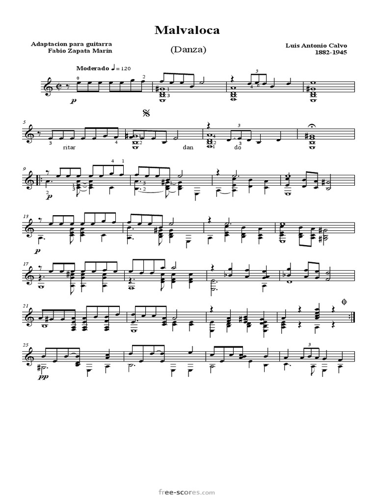 Calvo Luis Antonio Malvaloca Danza Guitarra | PDF