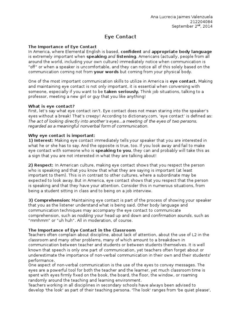 Eye Contact | Nonverbal Communication | Body Language