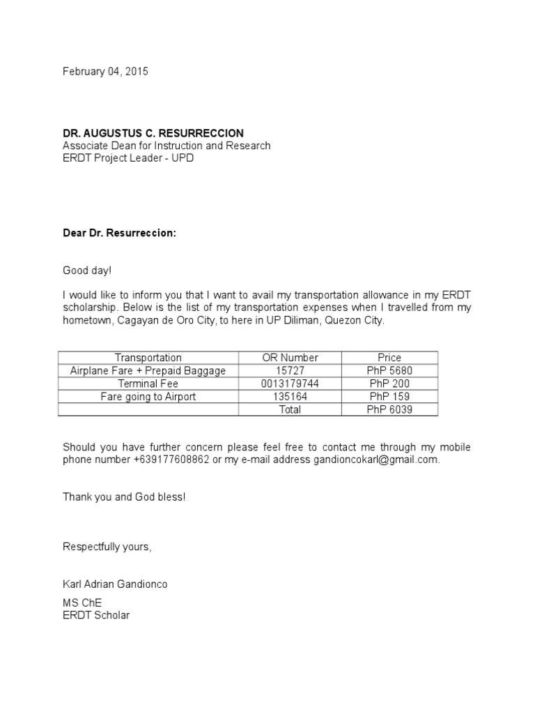 Transportation Allowance Request | PDF
