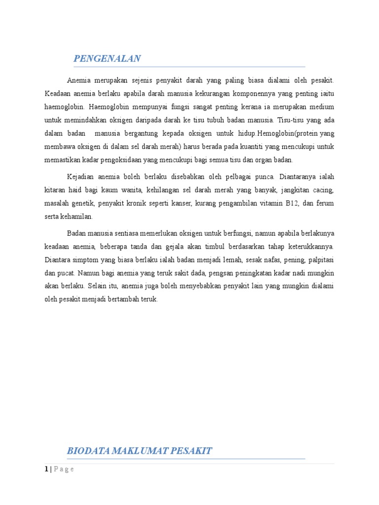 Case Study Anemia | PDF