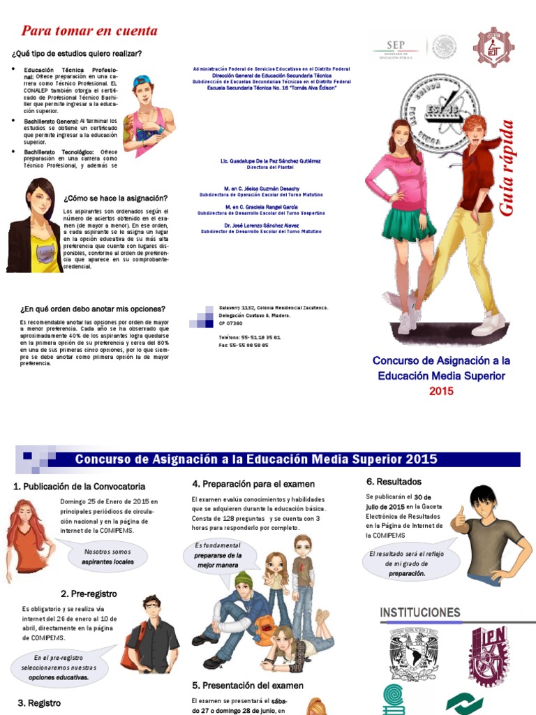 Guía COMIPEMS 2015: Asignación Educativa | PDF | Educación Secundaria ...