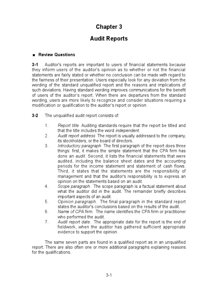 An Analysis of Audit Reports: Key Components, Requirements for ...