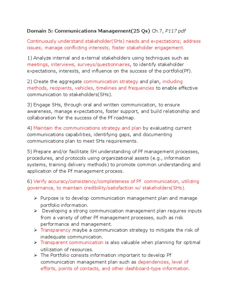 Portfolio Communication Management | Risk | Information