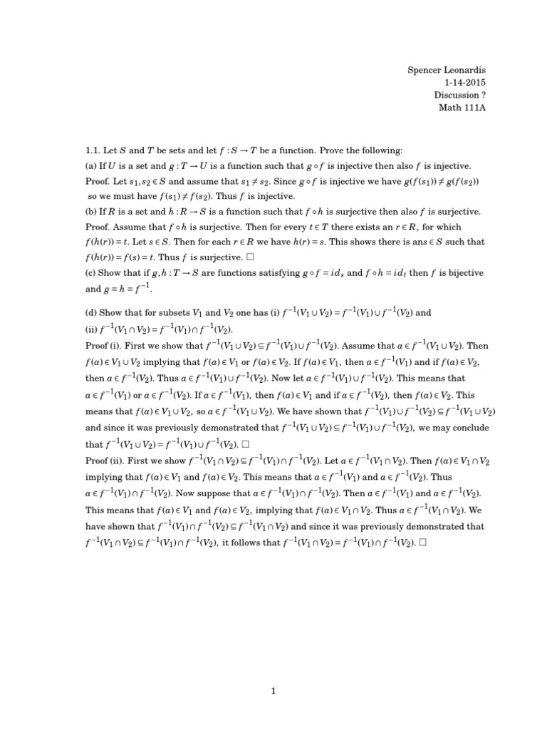 Abstract Algebra Problem Set Solutions | PDF | Function (Mathematics ...