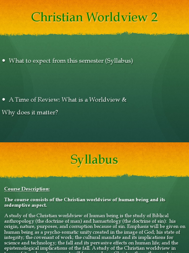 Christian Worldview 2 | PDF | World View | Image Of God
