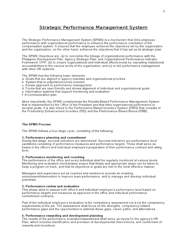 Strategic Performance Management System | PDF | Performance Management ...