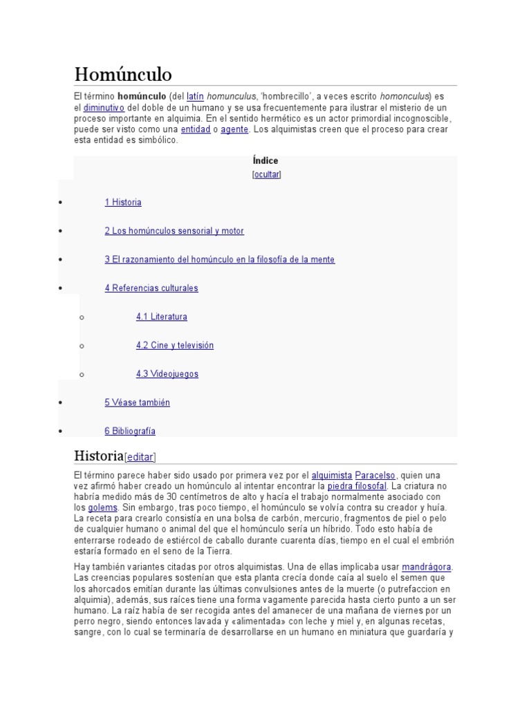 Homúnculo: Alquimia y Teoría Cognitiva | PDF | Science | Ciencia filosófica