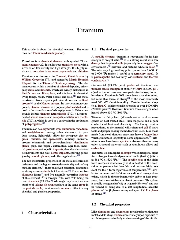 Titanium | PDF | Titanium | Titanium Dioxide