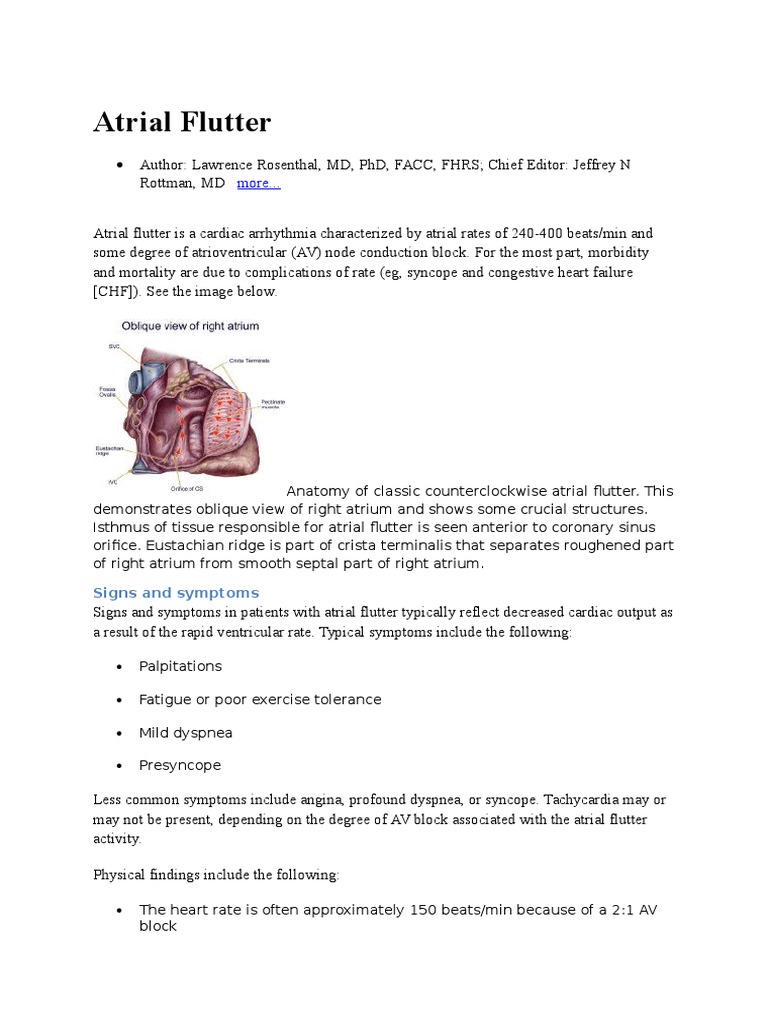 Atrial Flutter Emedicine | PDF | Cardiac Arrhythmia | Atrium (Heart)
