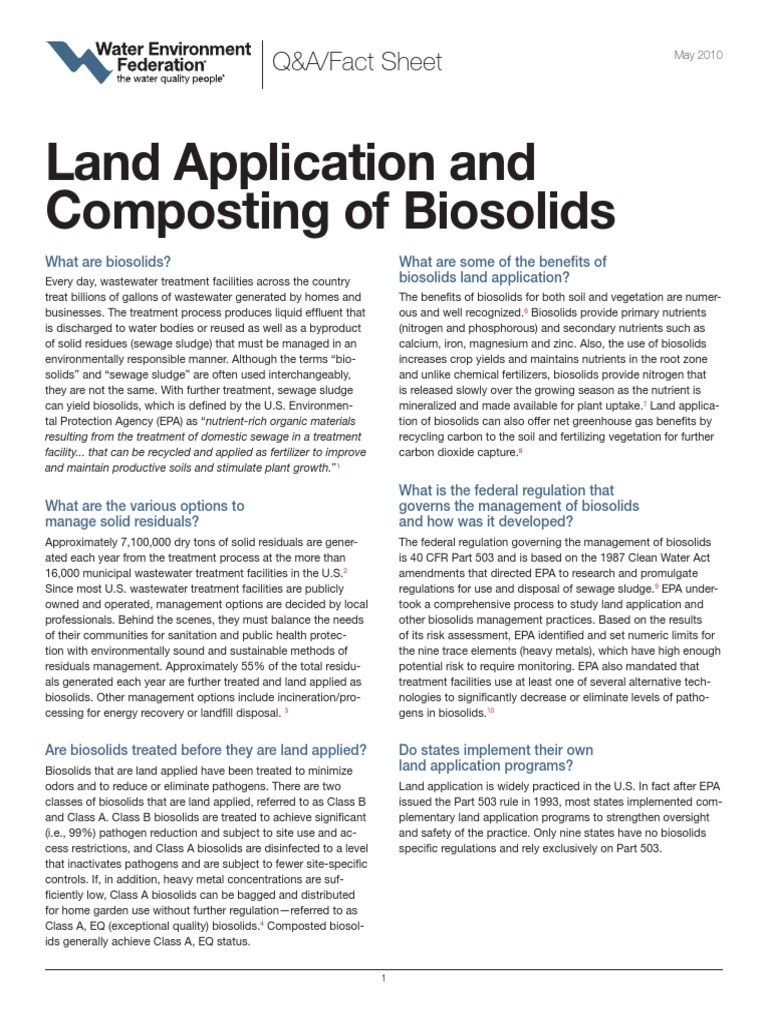 Land Application and Composting of Biosolids | PDF | Sewage Treatment ...