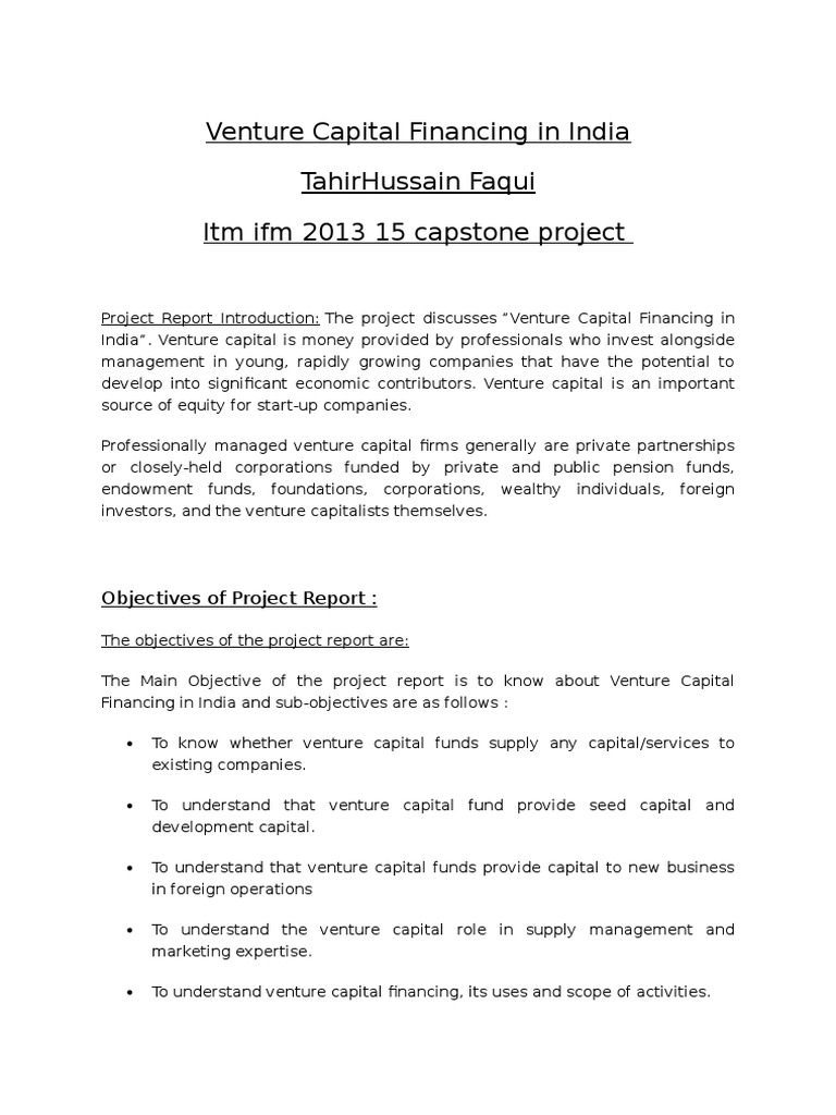 Venture Capital Financing in India | PDF | Finance & Money Management