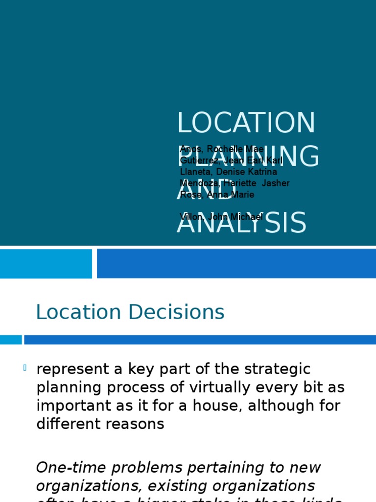 LOCATION PLANNING AND ANALYSIS | PDF | Strategic Management | Profit ...