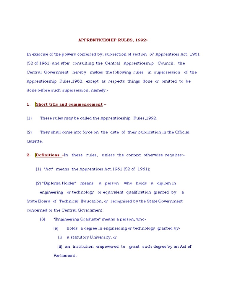 Apprentices Rules | PDF