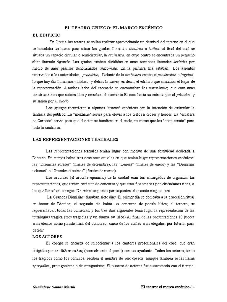 El Marco Escénico en el Teatro Griego | PDF | Tragedia | Teatro