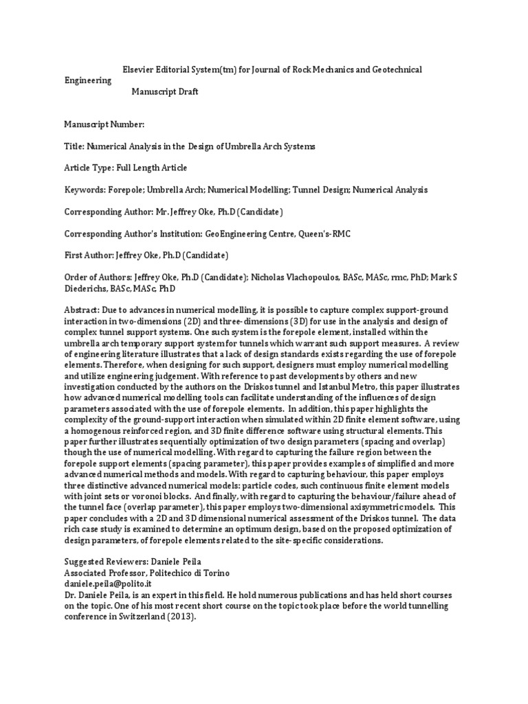 Forepole Design in Tunnel Systems | PDF | Computer Simulation | Stiffness