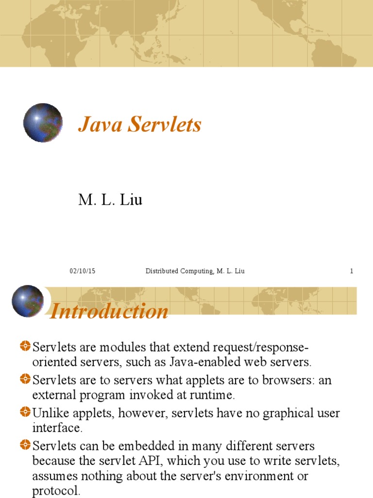 Java Servlets: M. L. Liu | PDF | Java Servlet | Http Cookie