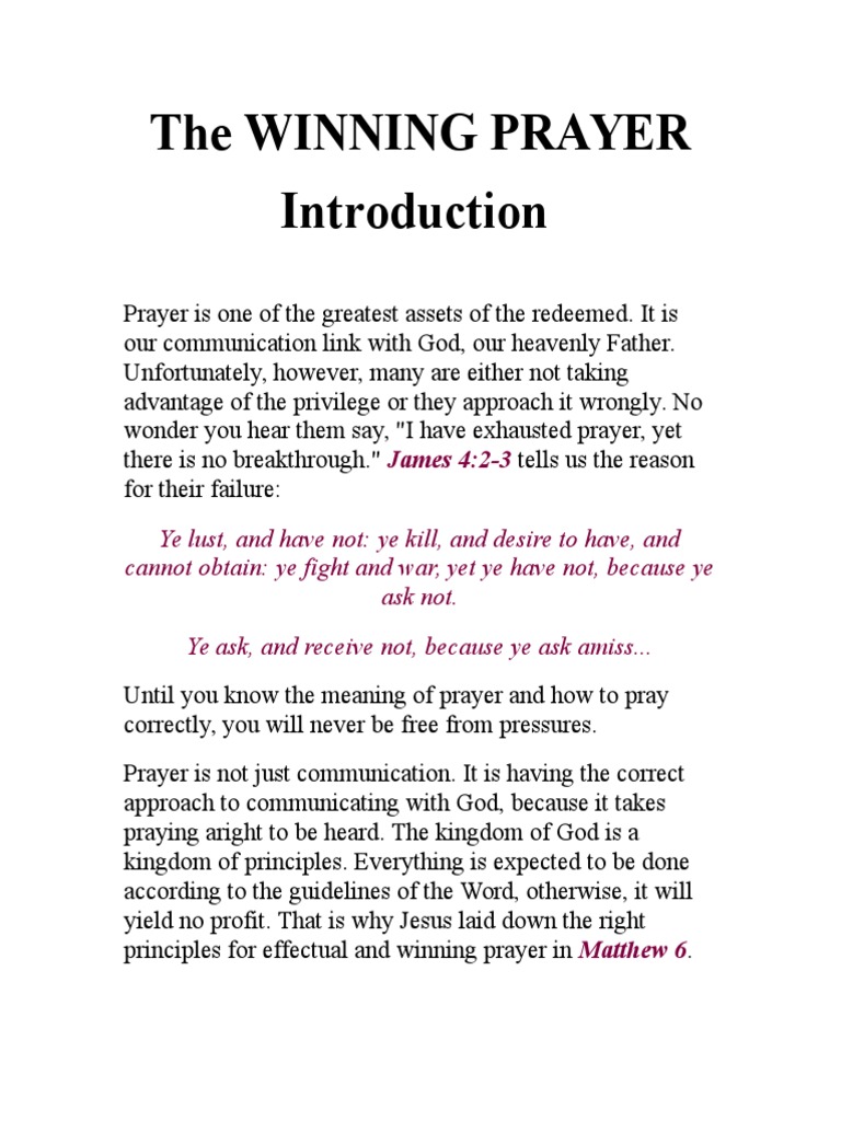 The Winning Prayer | Prayer | Religious Behaviour And Experience