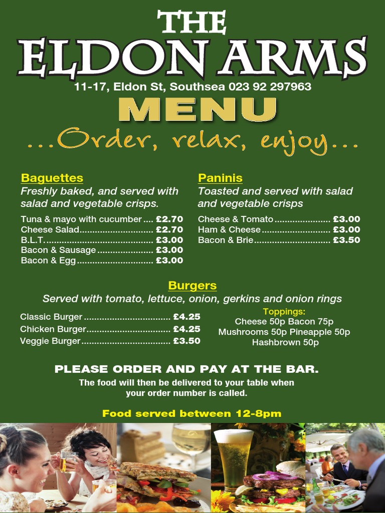 Eldon Arms Restaurant Menu | PDF | Cooking, Food & Wine