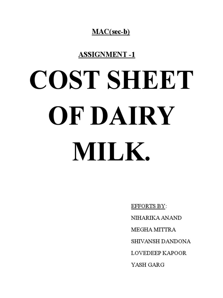 Cadbury Dairy Milk Cost Analysis 2025 | PDF | Chocolate | Depreciation