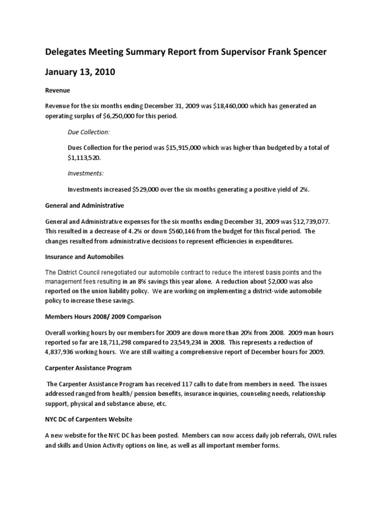 Delegate Meeting Report | PDF | Insurance | Public Sphere