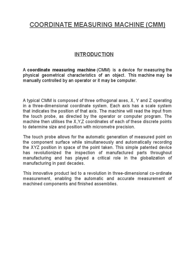 Coordinate Measuring Machine | PDF | Engineering | Science