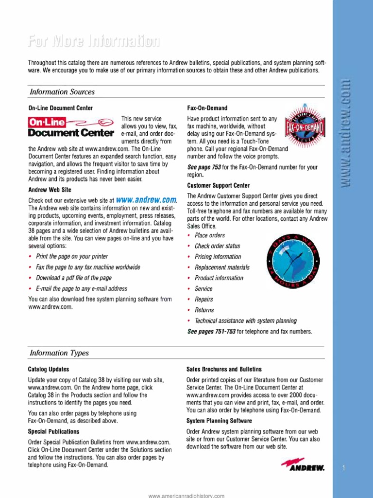 Andrew Catalog 38 2001.CV01 | PDF | Cable Television | Coaxial Cable