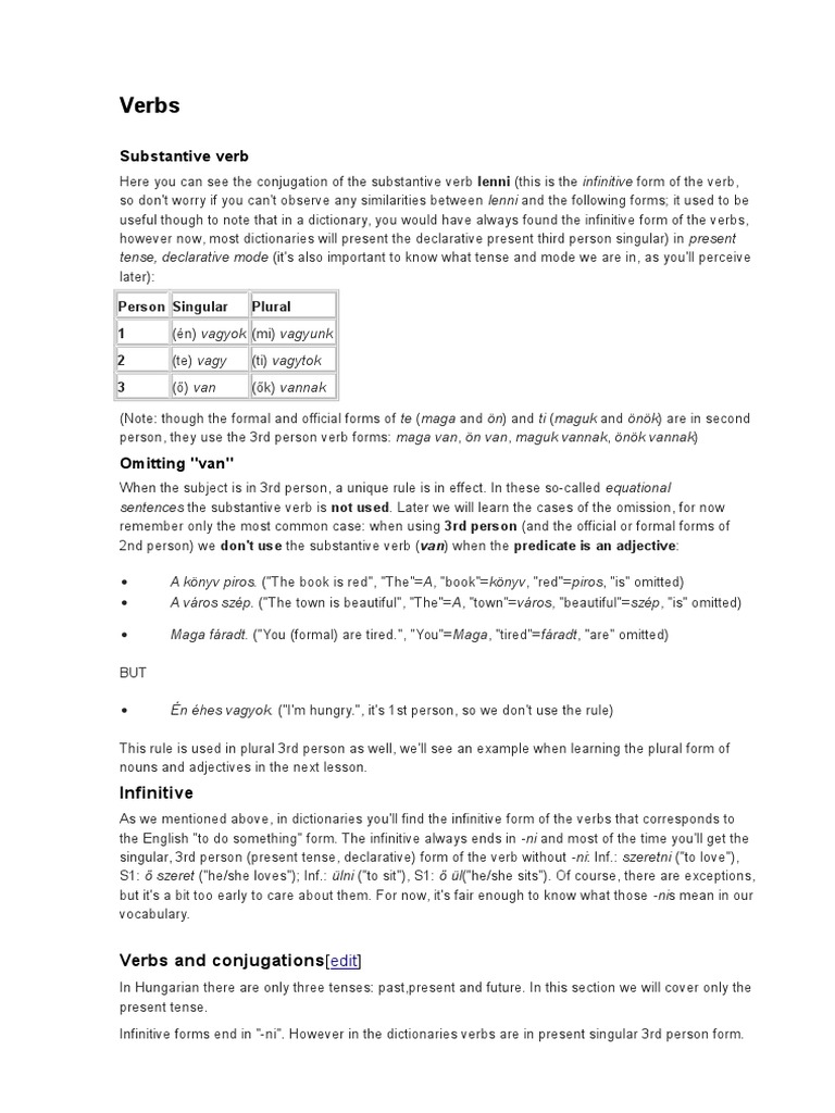 Hungarian Verbs | PDF | Grammatical Number | Verb