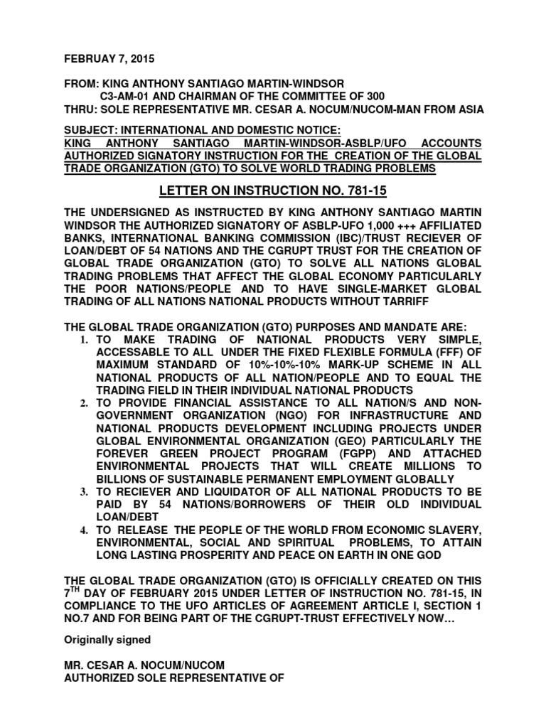 Letter of Instruction 781 15 | PDF