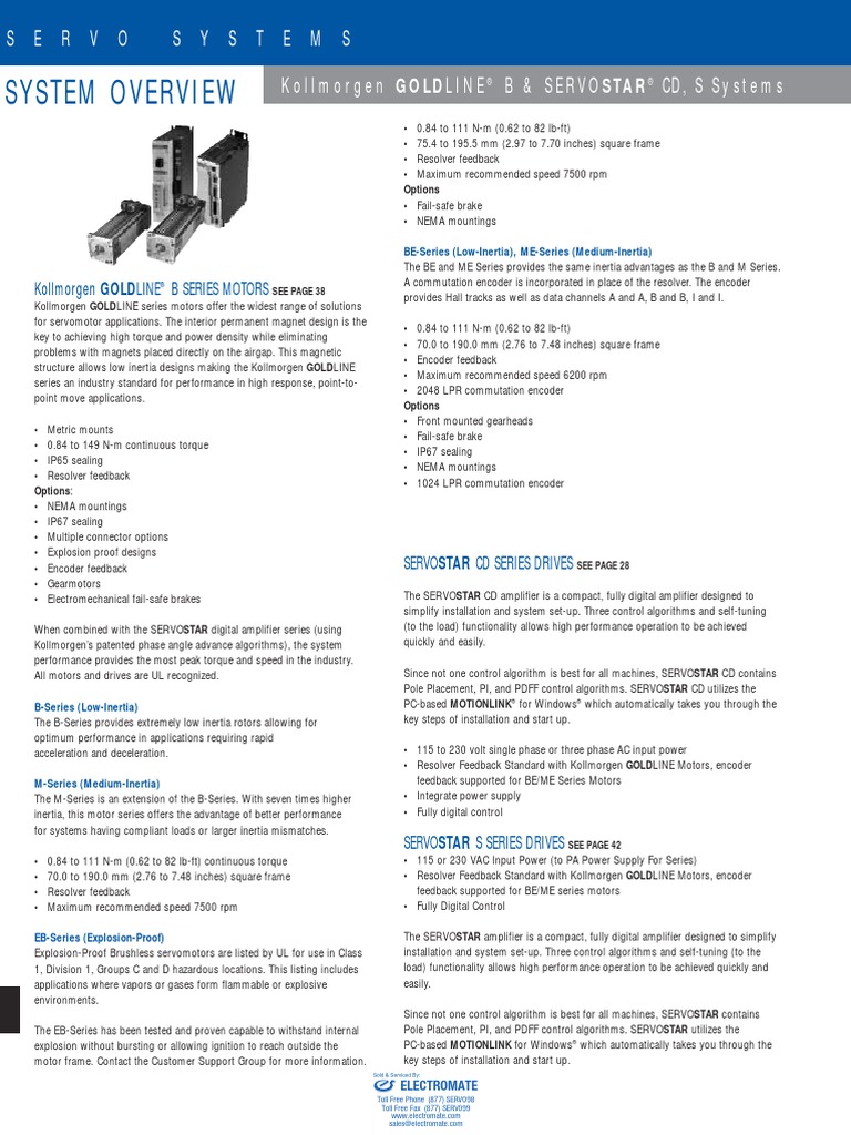 Kollmorgen B With ServoStar S and CD TB Catalog | PDF | Amplifier | Feedback