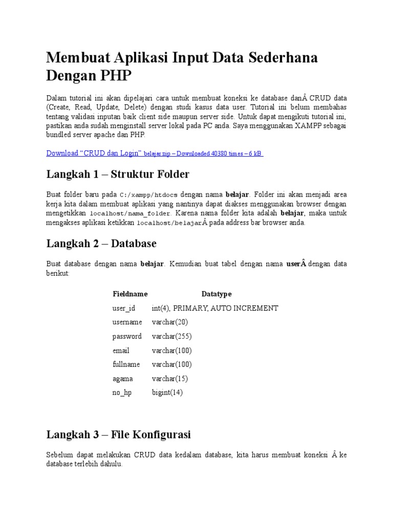 Membuat Aplikasi Input Data Sederhana Dengan PHP | PDF