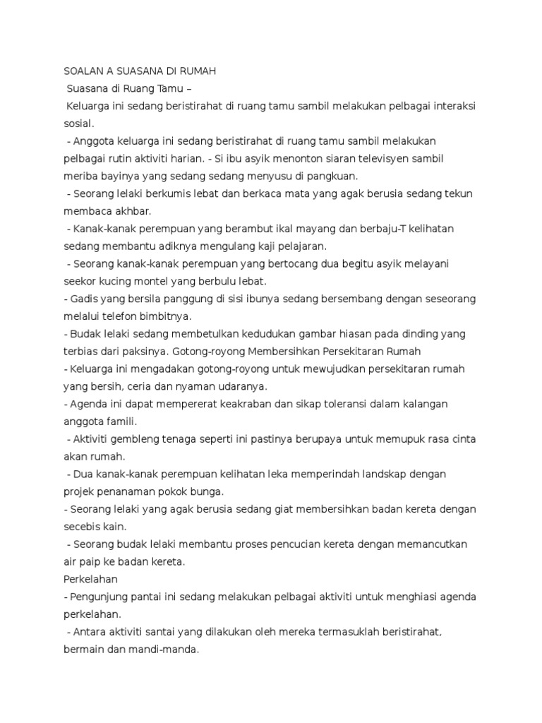 Contoh Draft Karangan "Suasana Di Rumah" | PDF