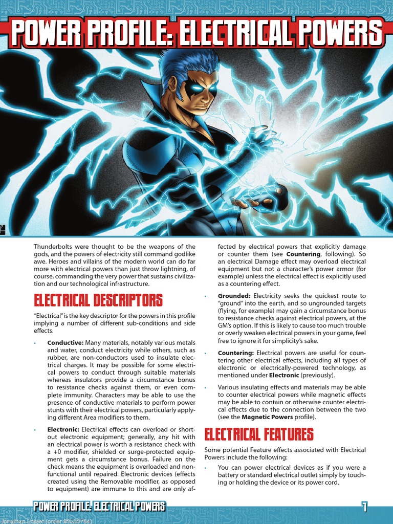 Mutants & Masterminds Power Profile 7 Electrical Powers | PDF ...