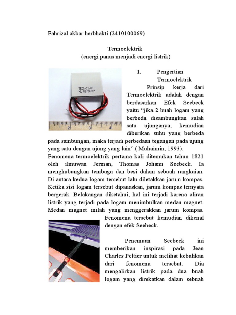Pengertian Dan Aplikasi Termoelektrik | PDF
