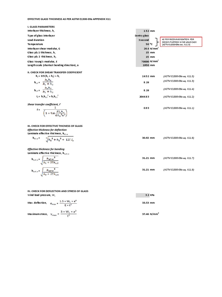 Glass Thickness Design ASTM E1300 | PDF